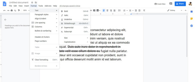 How To Strikethrough Text In Google Docs Windows Mac 