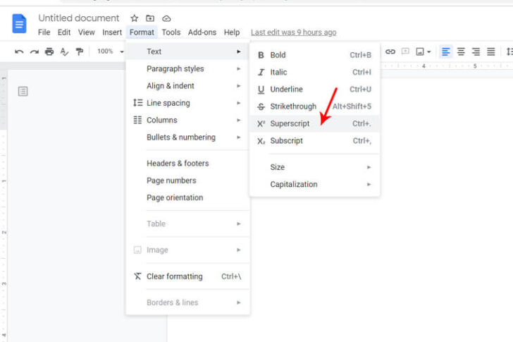 How to Format and Insert Superscript in Google Docs?