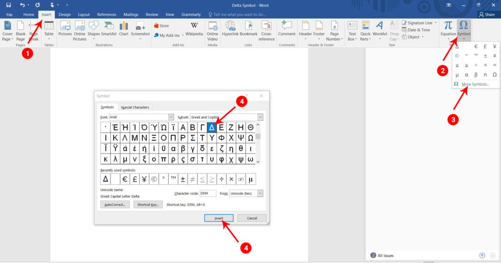 Delta Symbol Or How To Type Delta Sign In Word Excel